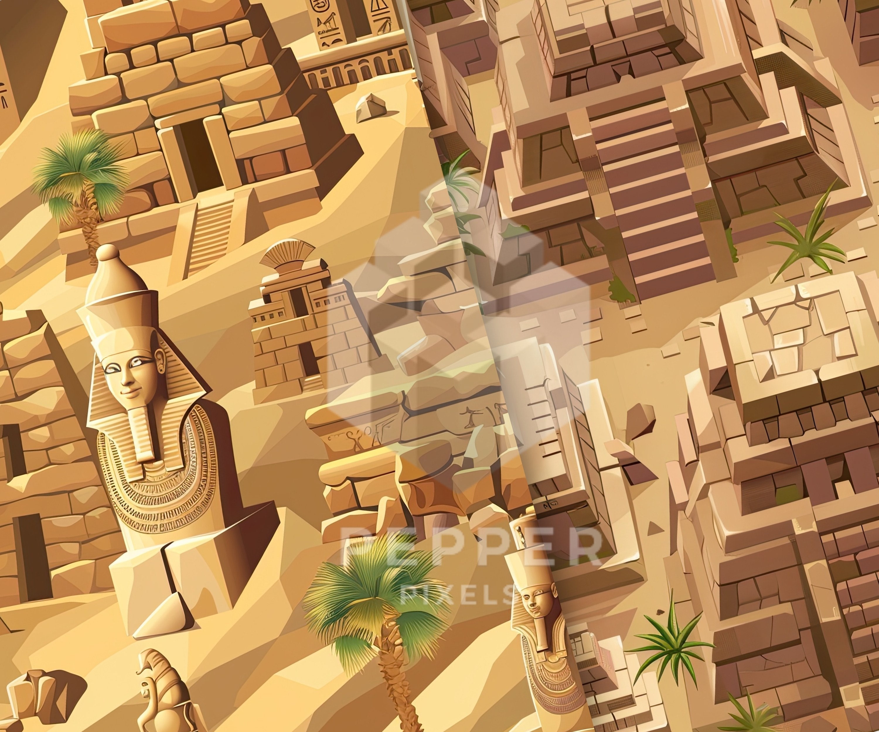 12 Ancient Ruins Digital Papers, Seamless Patterns, 12x12 ...
