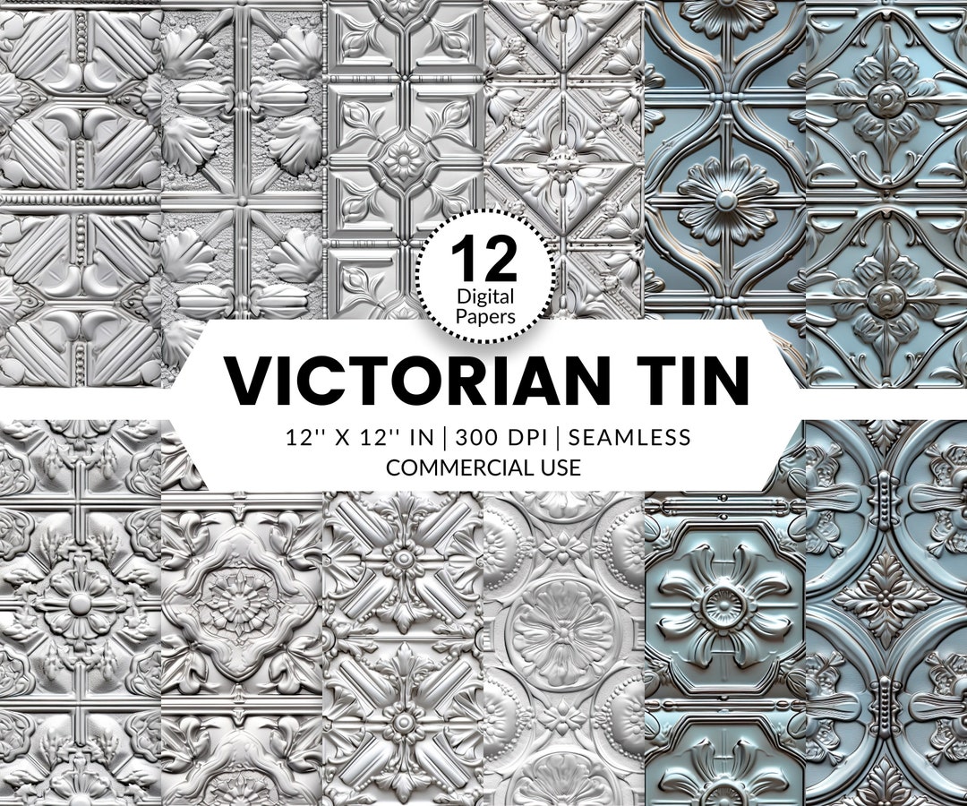 12 Victorian Tin Digital Papers, Seamless Patterns, 12x12, Patterns of ...