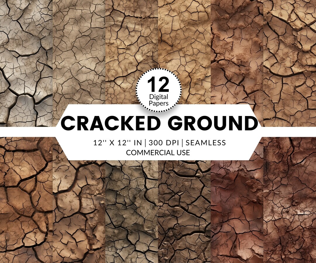 12 Cracked Ground Digital Papers, Seamless Patterns, 12x12, Patterns of ...