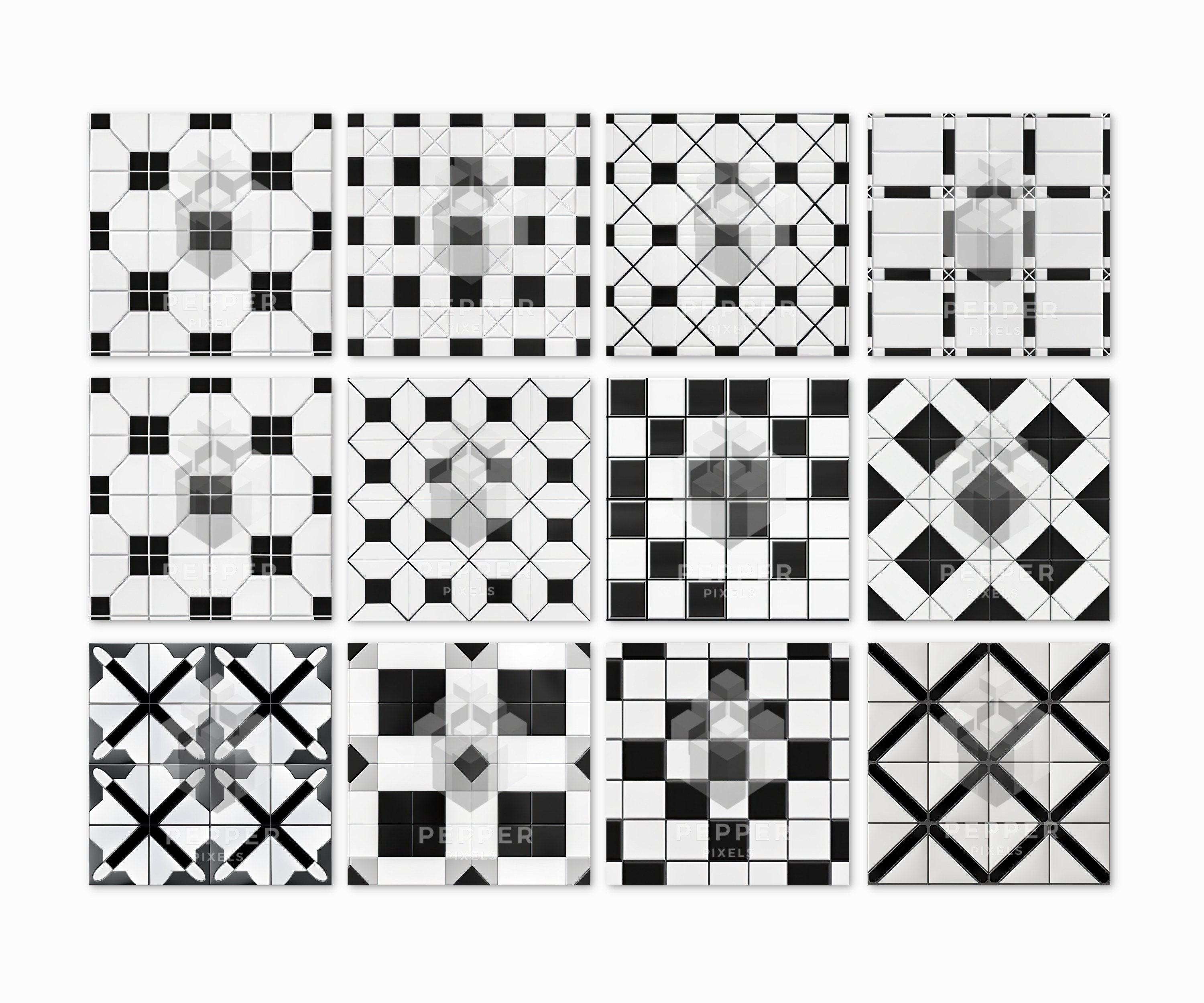 12 Tuxedo Tiles, Seamless Patterns, 12x12, Photo Realistic Textures of ...