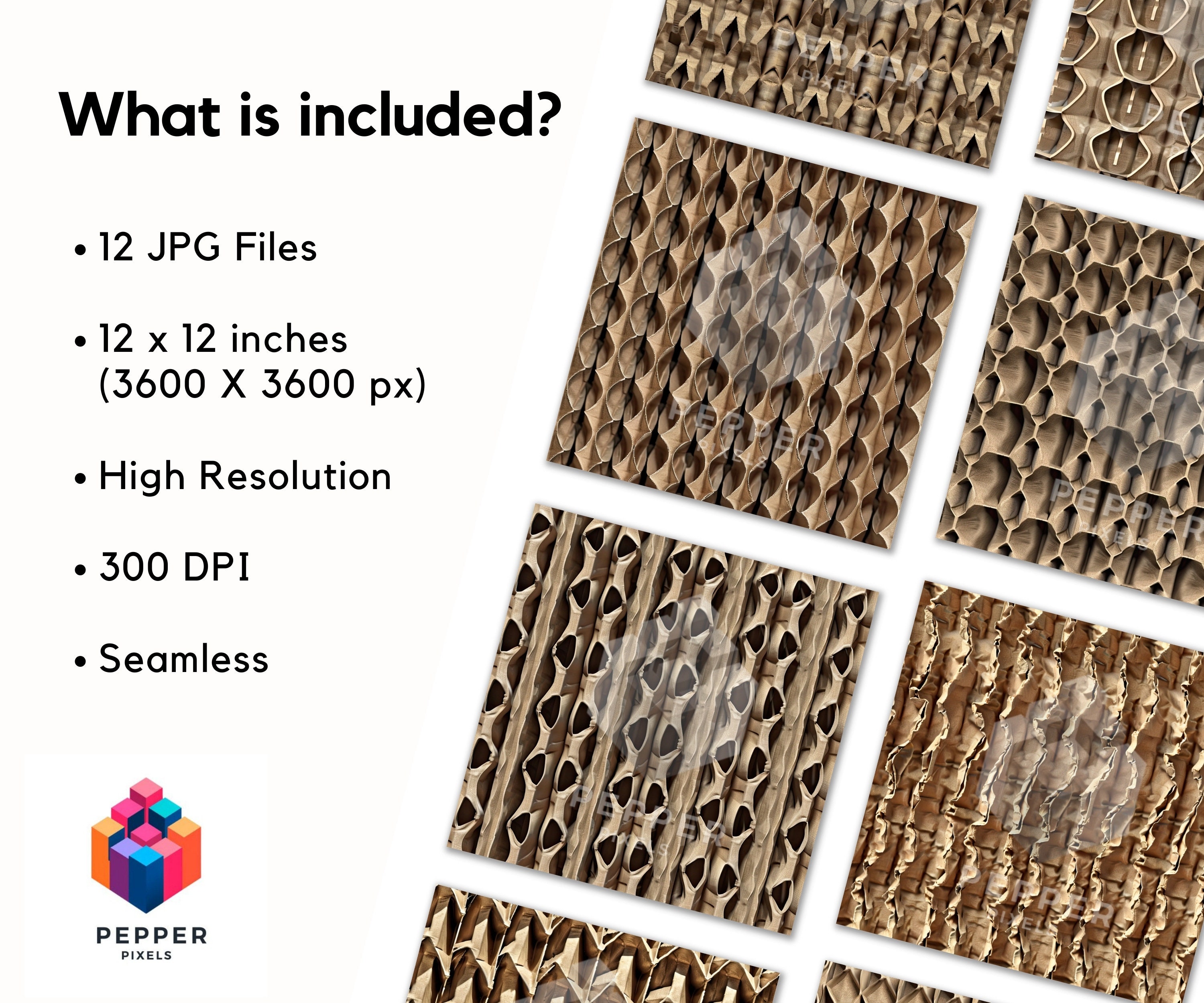 12 Cardboard Textures Digital Papers, Seamless Patterns, 12x12 ...
