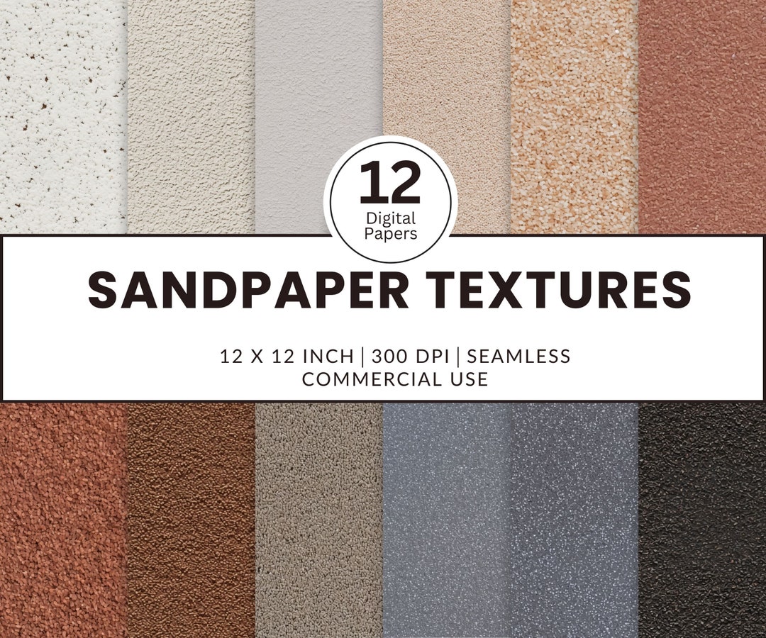 12 Sandpaper Textures Digital Papers, Seamless Patterns, 12x12 ...