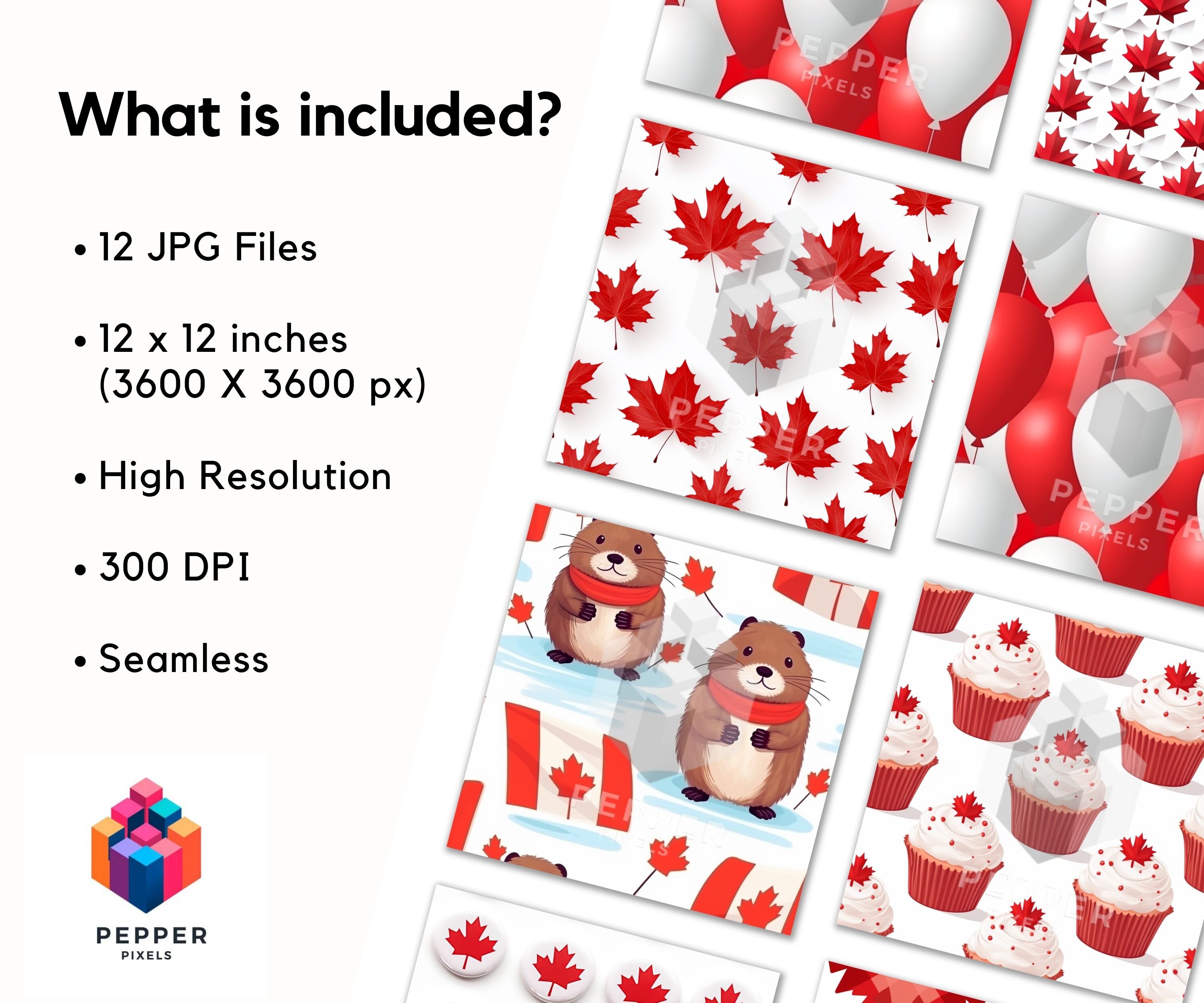 12 "o Canada" Digital Papers, Seamless Patterns, 12x12, Backgrounds and ...