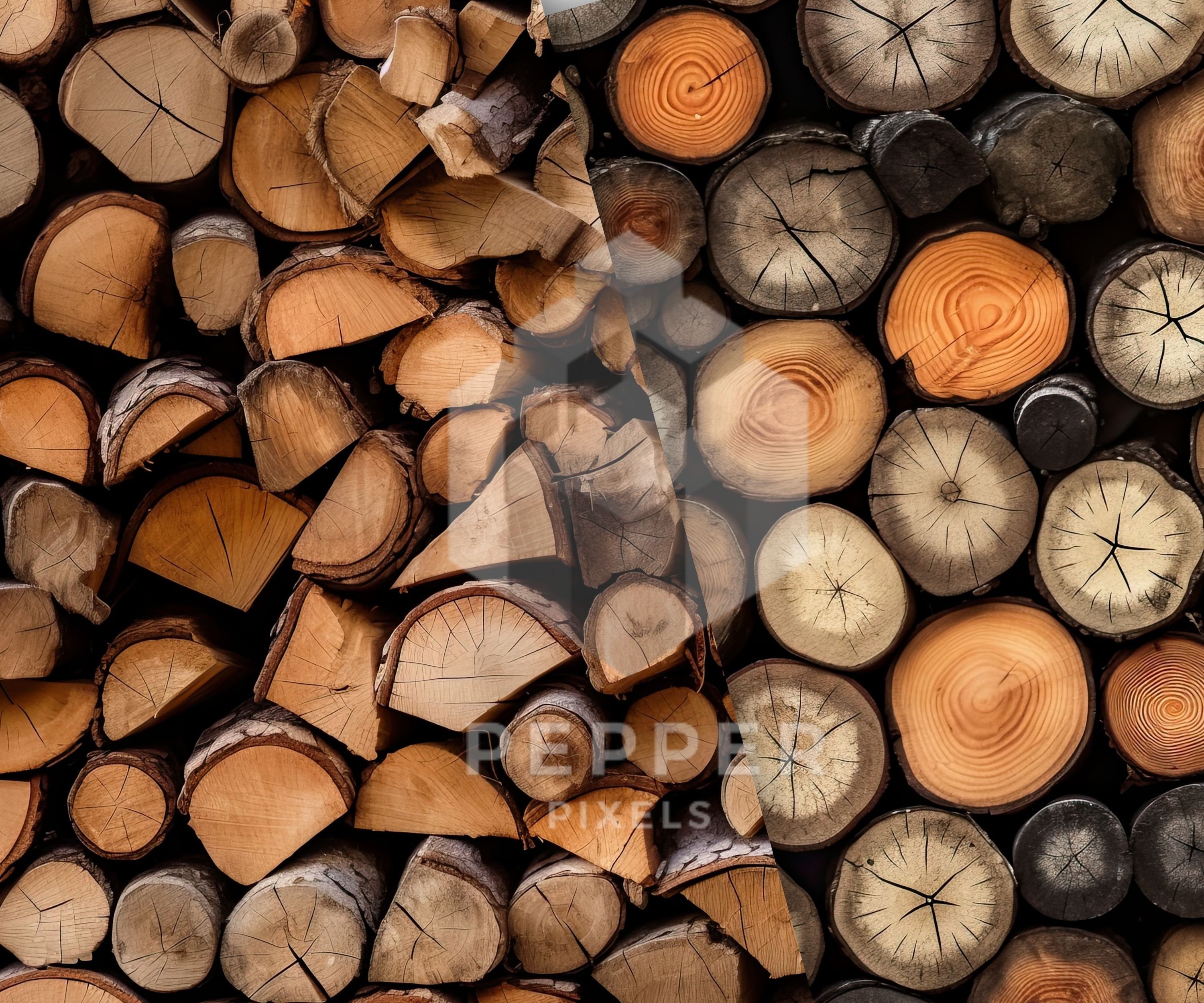 12 Log Piles Digital Papers, Seamless Patterns, 12x12, Realistic 3D ...