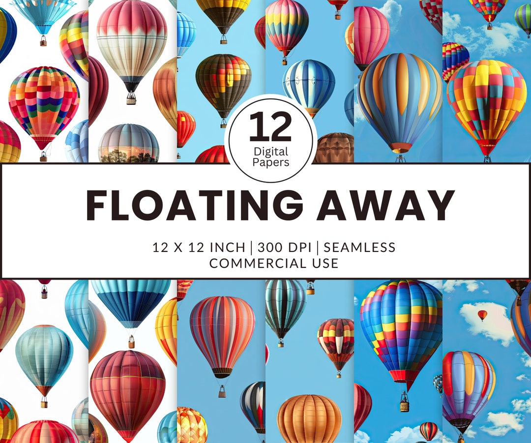 12 Floating Away Digital Papers, Seamless Patterns, 12x12, Realistic ...