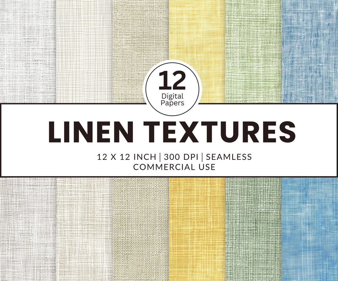 12 Linen Textures Digital Papers, Seamless Patterns, 12x12, Textures ...