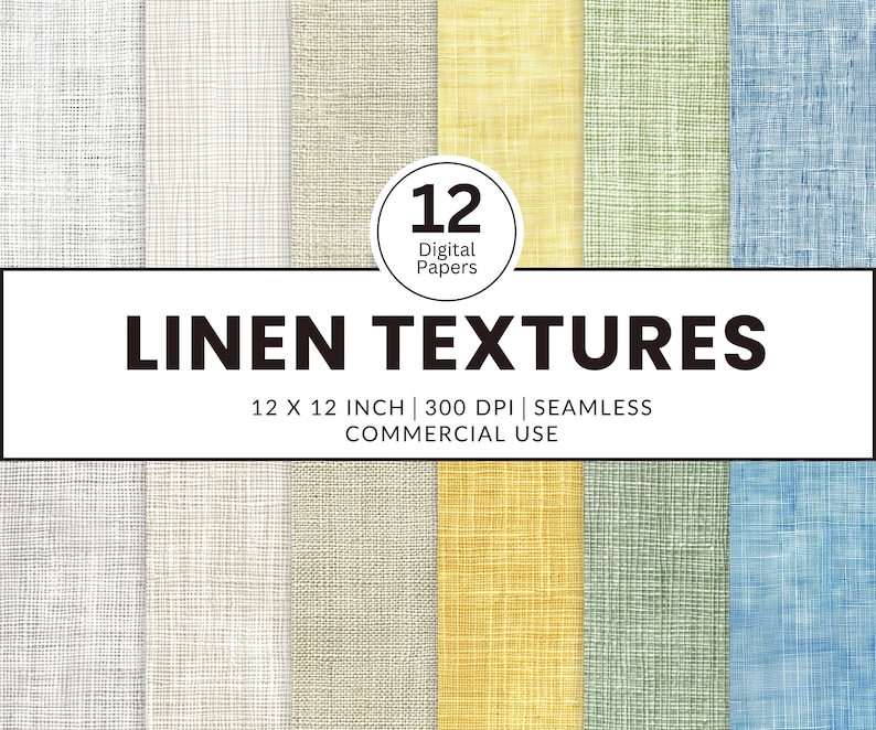 12 Linen Textures Digital Papers, Seamless Patterns, 12x12, Textures ...