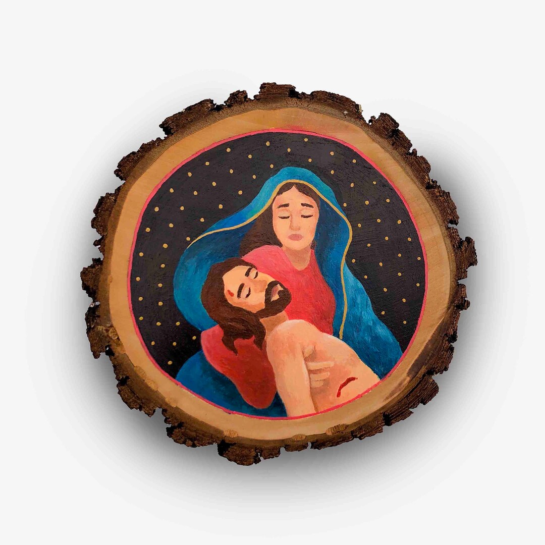 Pieta Painting Catholic Artwork Virgin Mary Jesus Portrait Unique ...