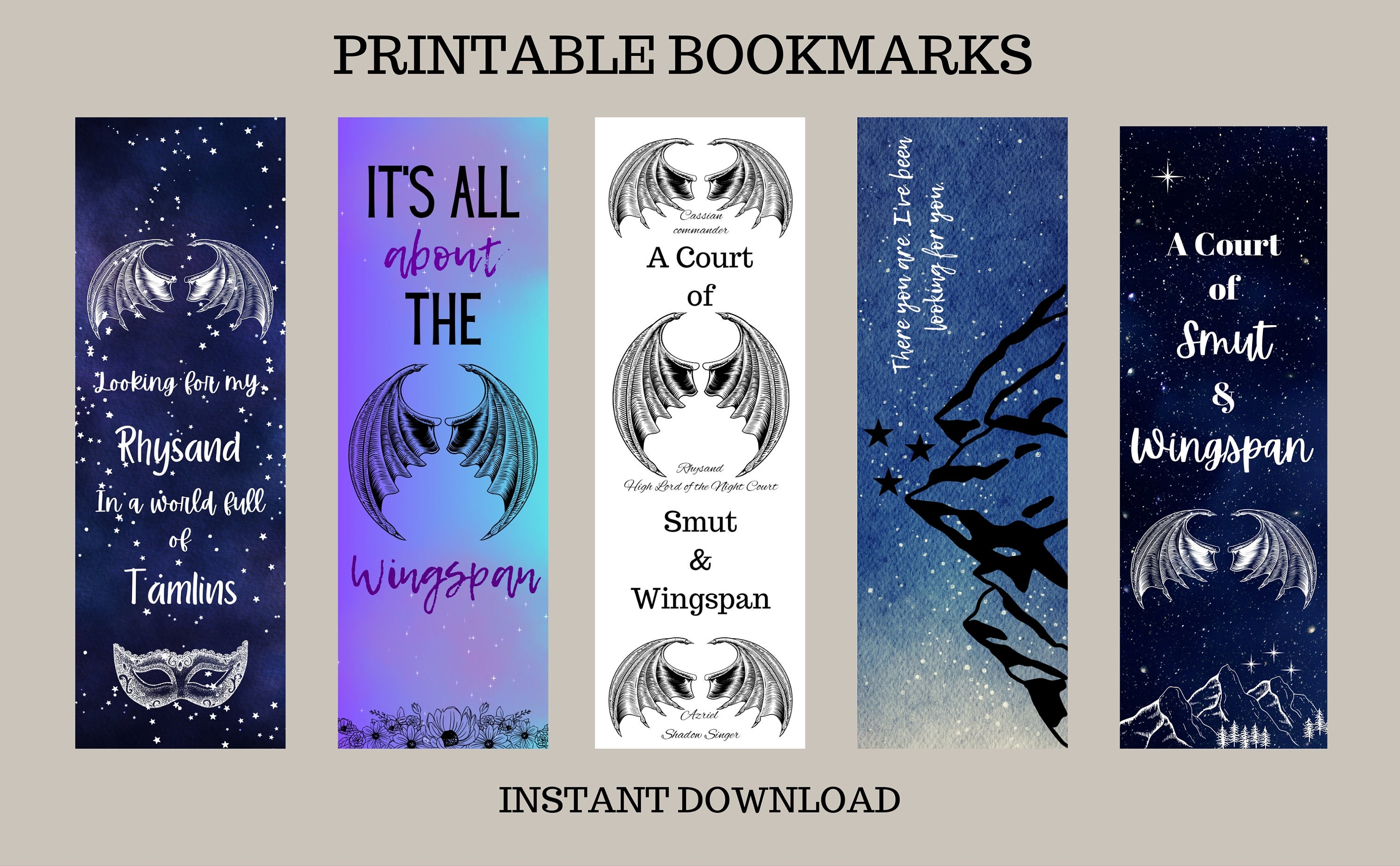 ACOTAR Bookmarks - Digital Set 2 - Etsy