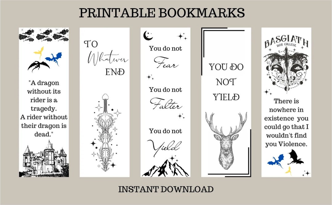 Fantasy Bookmarks DIGITAL- Set 1 - Etsy
