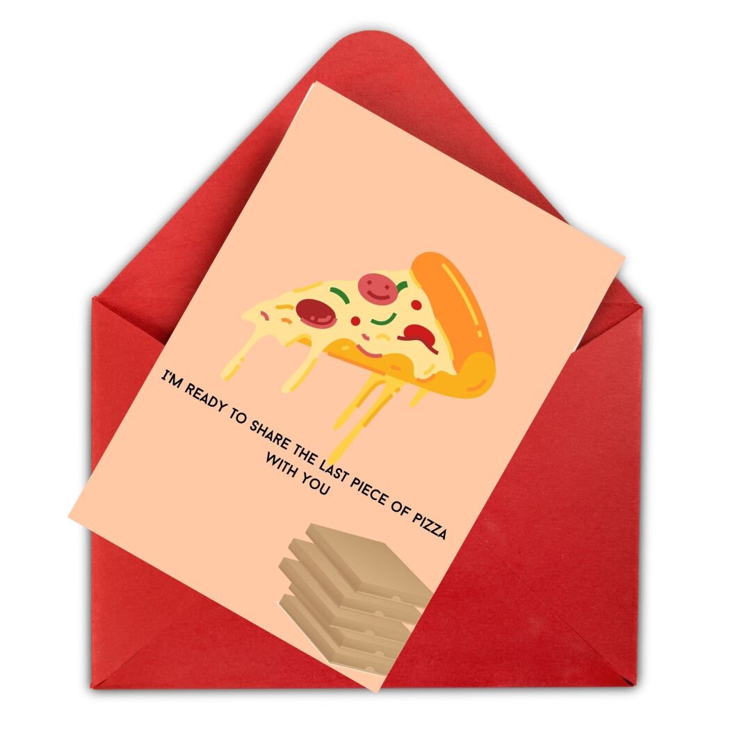 Valentines Postcard, Pizza, Valentines Day, Printable Postcard ...
