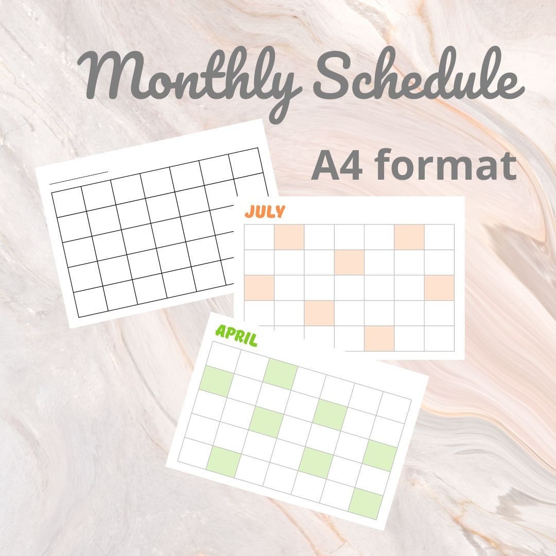 Monthly Schedule Template, Printable Monthly Schedule, Edit in Canva - Etsy