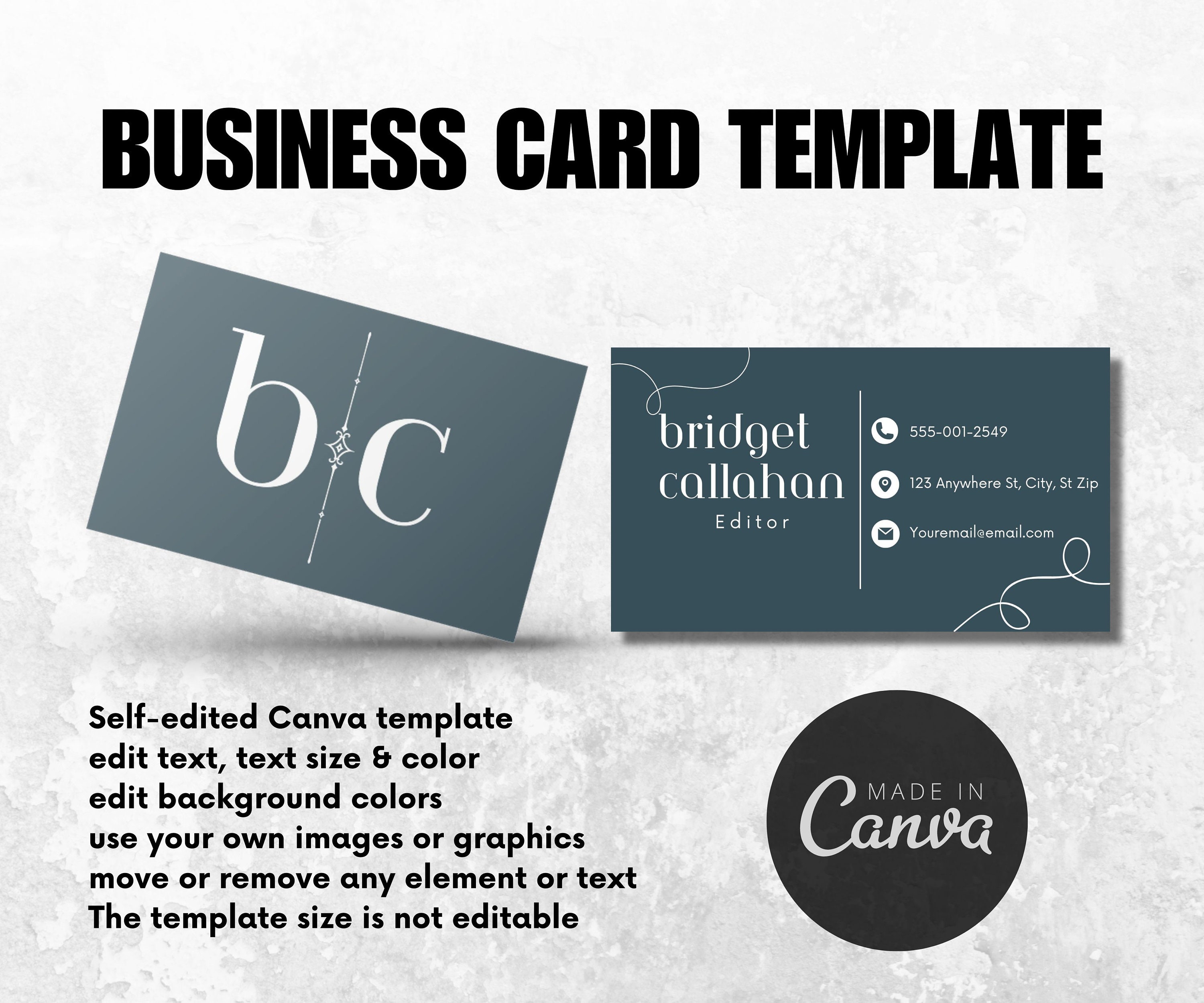 Business Card Template INSTANT DOWNLOAD Printable Business Card ...
