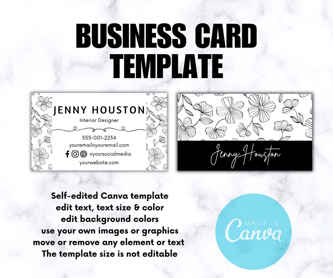 Business Card Template - INSTANT DOWNLOAD Printable Business Card ...