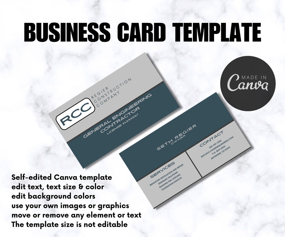 Business Card Template - INSTANT DOWNLOAD Printable Business Card ...