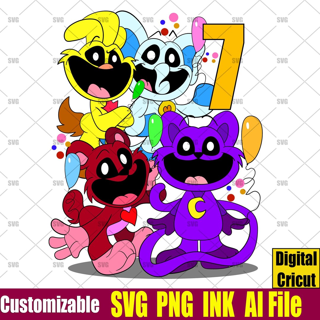 Happy 7th Birthday Catnap SVG, Dogday,humanized Bubba, Kickinchickn ...