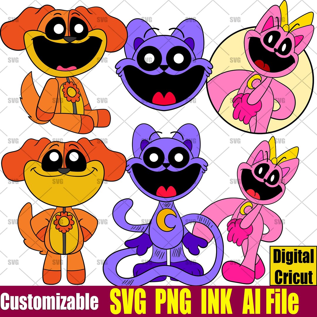 Smiling Critters Catnap SVG, Dogday, Female Catnap Sticker, Humanized ...