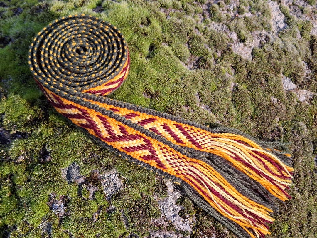 Handwoven Woolen Belt With Medieval Pattern From Stary Brześć. Color ...