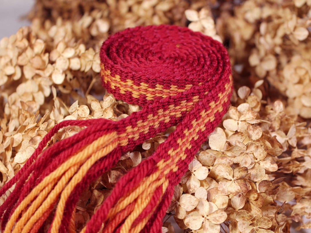 Red - Simple Handwoven Belt - Merino Wool. Tabby Weaving on Rigid ...