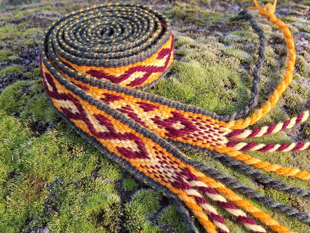 Handwoven Woolen Belt With Vine Pattern. Color Yellow Gradient. Simple ...