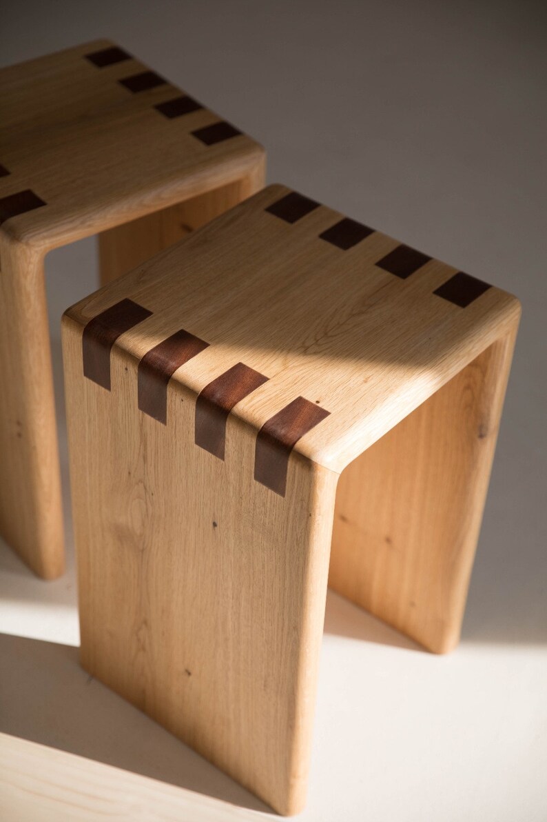 Solid Oak Wood Chair With Mahogany Insertions, Handmade - Etsy