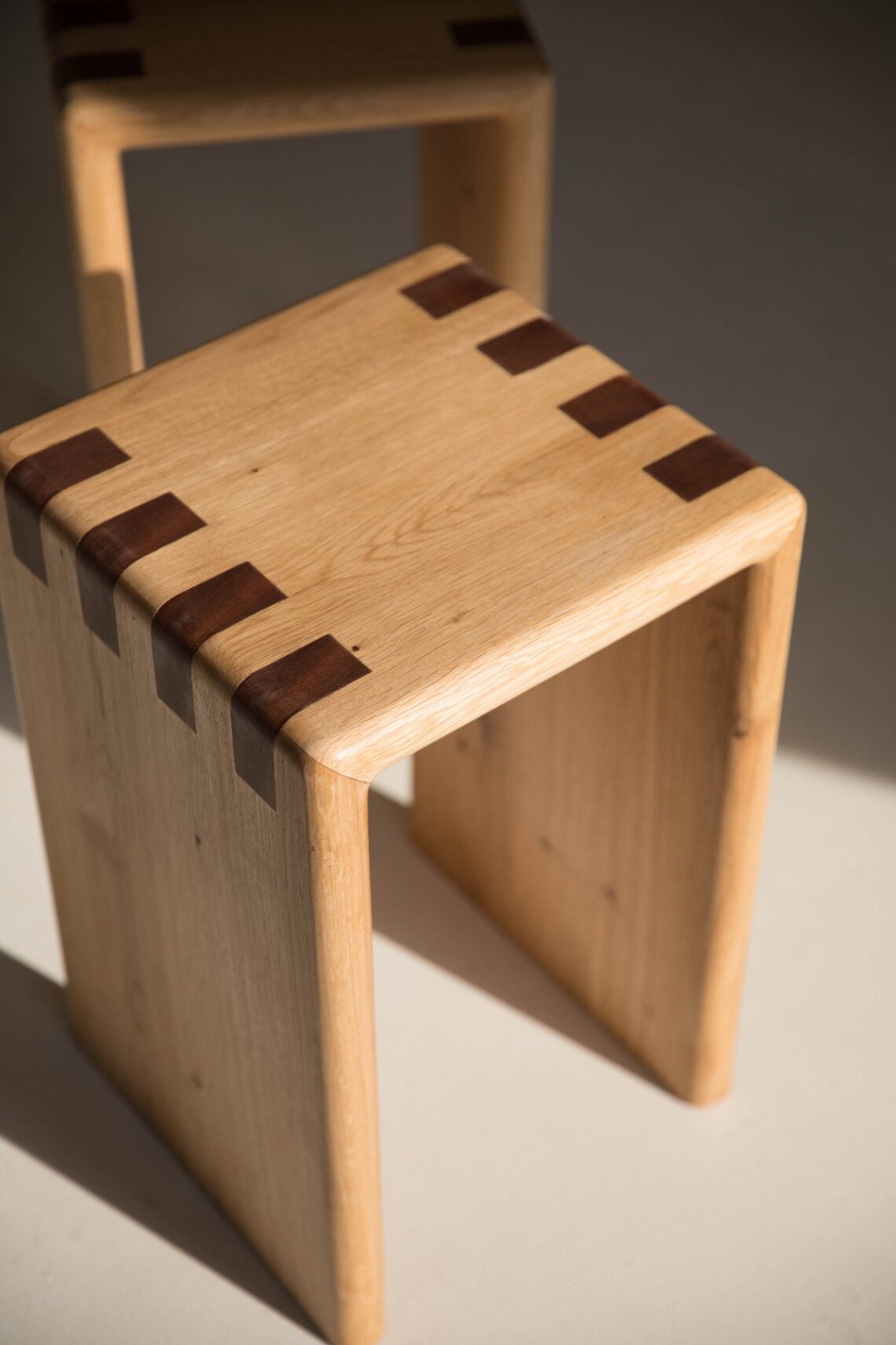 Solid Oak Wood Chair With Mahogany Insertions, Handmade - Etsy