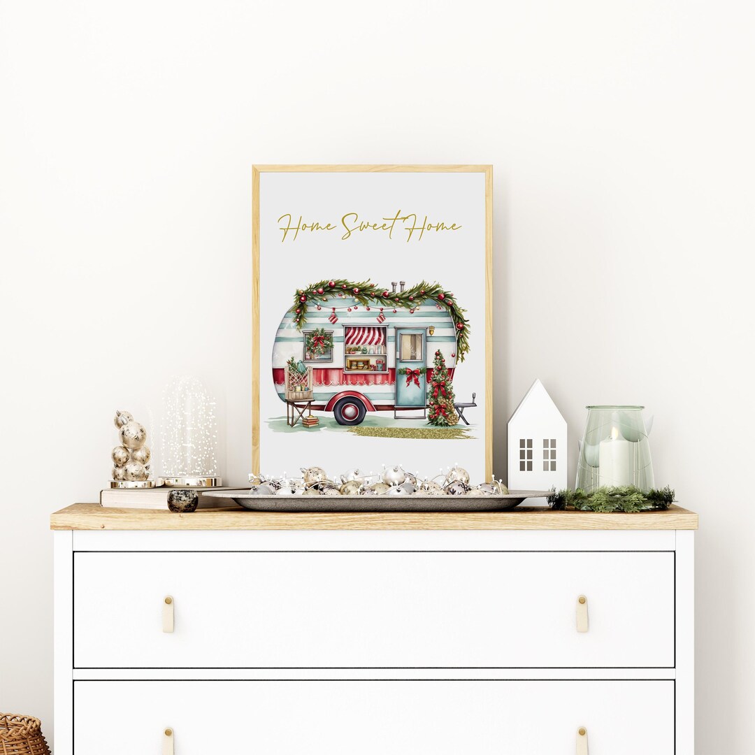 Vintage Caravan Watercolour Picture Winter Art Print Caravan - Etsy