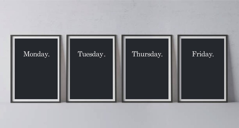 A4 Days of the Week Posters Digital Download Wednesday Weekend Office ...