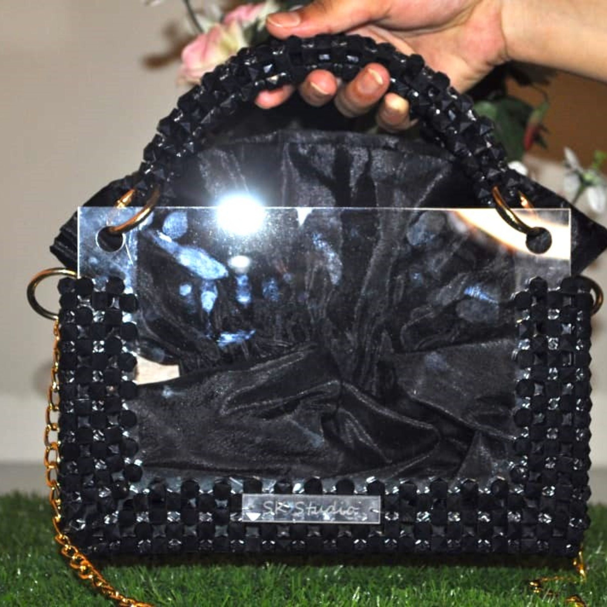 Handmade Transparent Beaded Beach Tote Handbag Luxury Beauty Summer ...