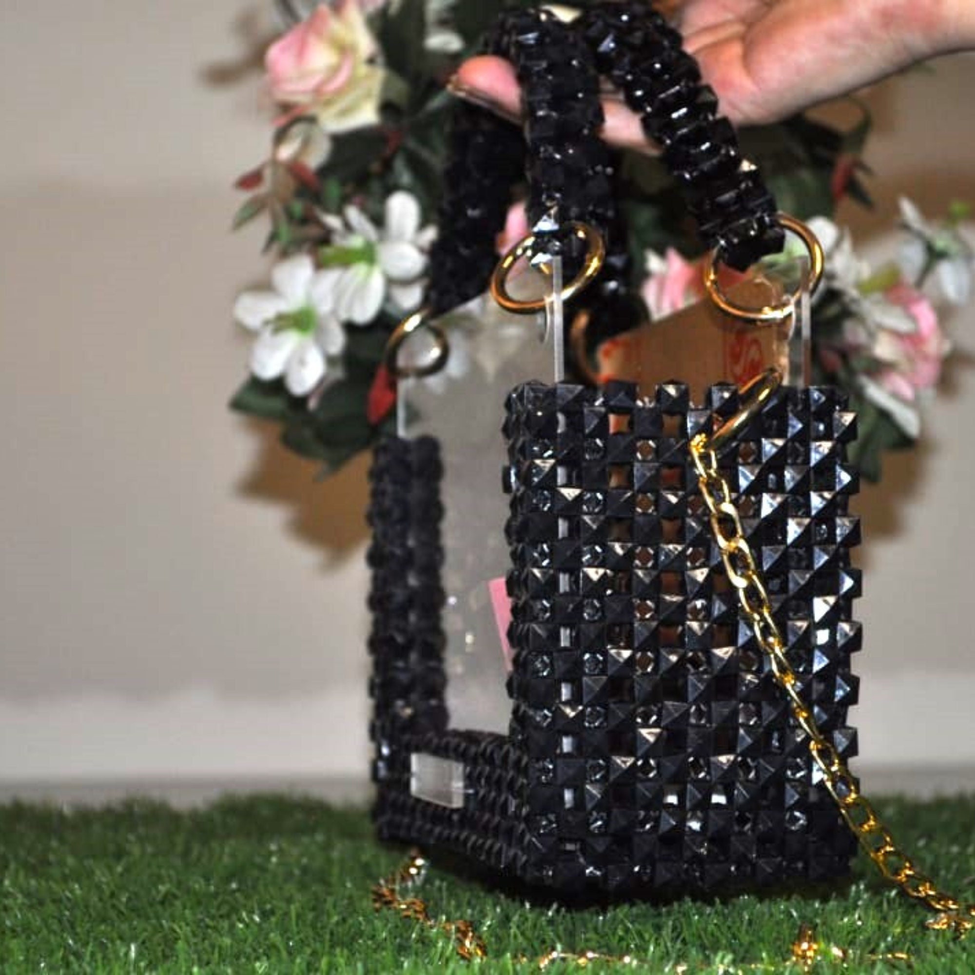 Handmade Transparent Beaded Beach Tote Handbag Luxury Beauty Summer ...