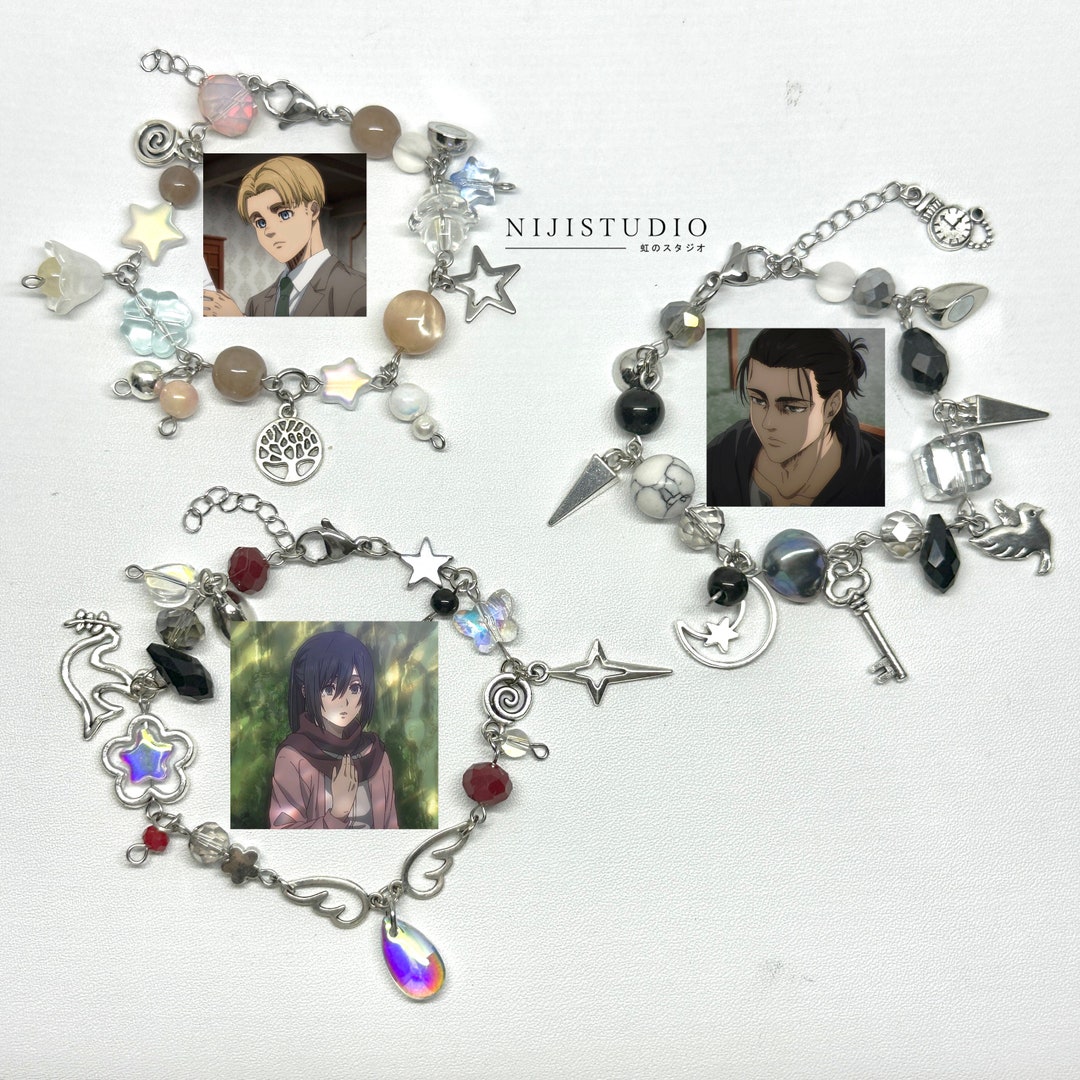 Matching Beaded Bracelet Attack on Titan Aot Eren Mikasa Armin - Etsy