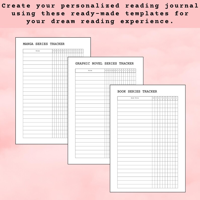 Book Series Tracker Template for Reading Journal, Printable A5 & Letter ...