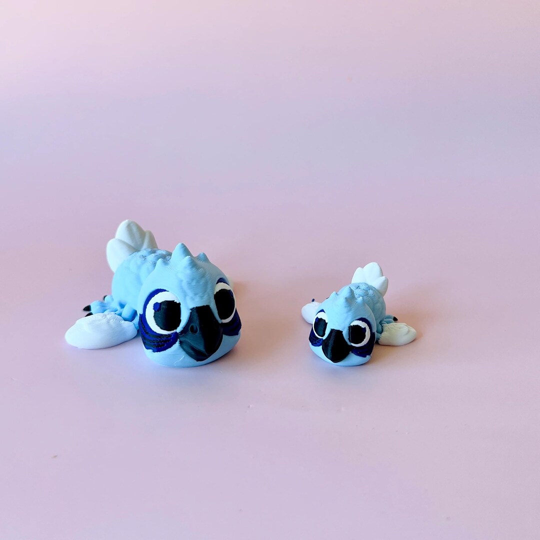 Mini Blue Parrot | 3D Printed Articulated Fidget Toy | Flexible Sensory ...