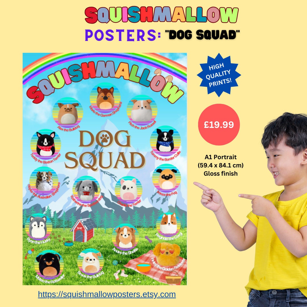 Squishmallow Dog Squad Picnic A1 Large Poster Wall Room Decor - Etsy