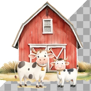 Watercolor Cute Baby Farm Animals Clipart Bundle, Cottage Nursery Art ...