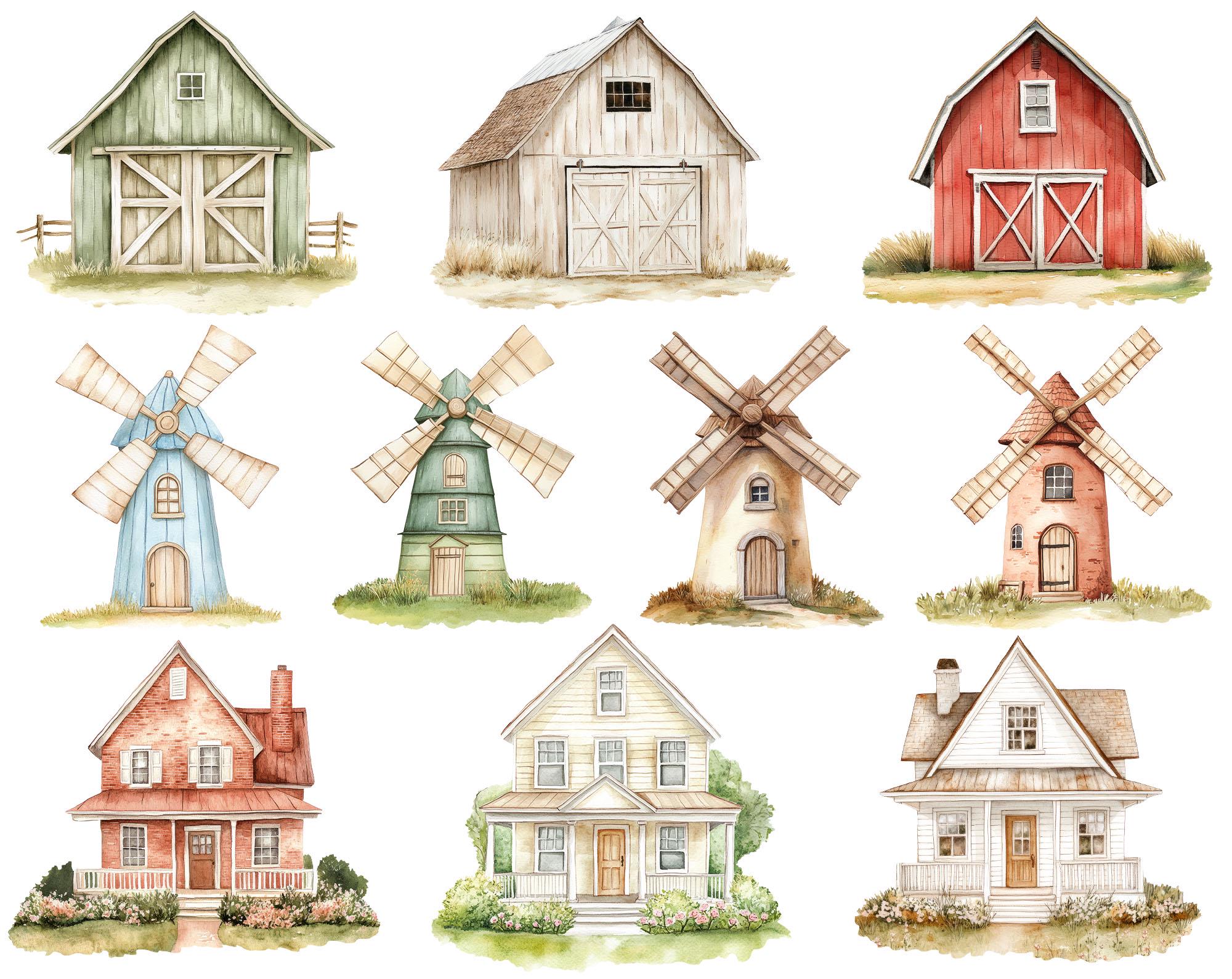 Watercolor Cute Baby Farm Animals Clipart Bundle, Cottage Nursery Art ...