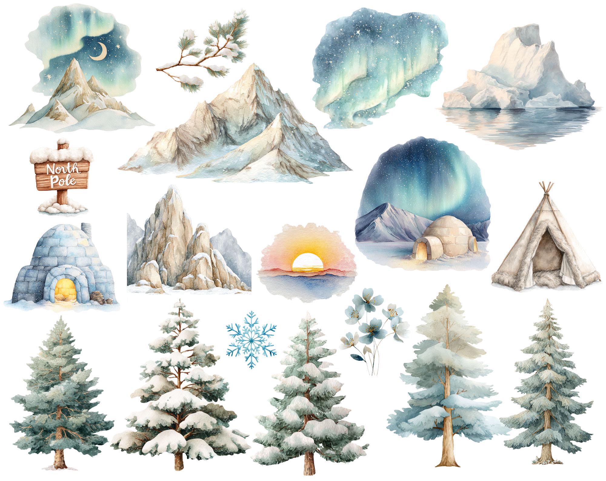 Arctic Woodland Animals Clipart Bundle, Cute Polar Friends PNG, Babies ...