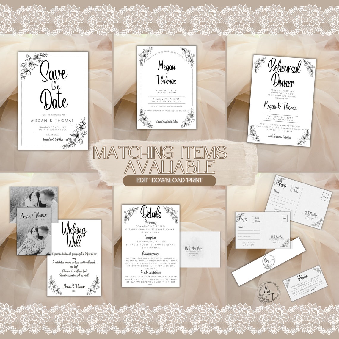 Elegant Wedding Program Template, DIY Wedding Program, Order of Service, Simple Church Program ...