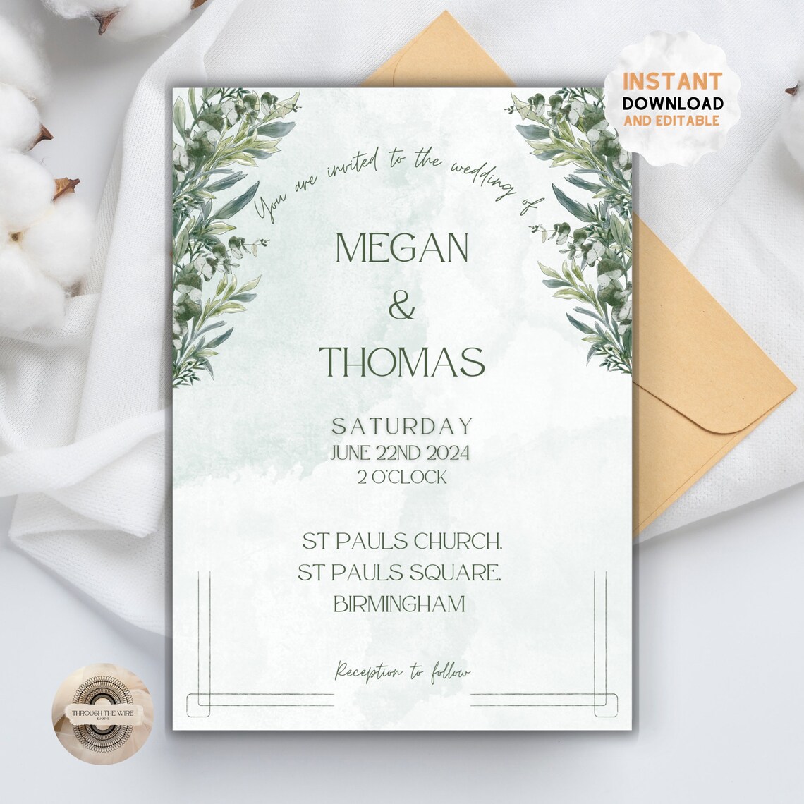 Greenery Wedding Bundle Template, Party Stationary Bundle, Printable ...
