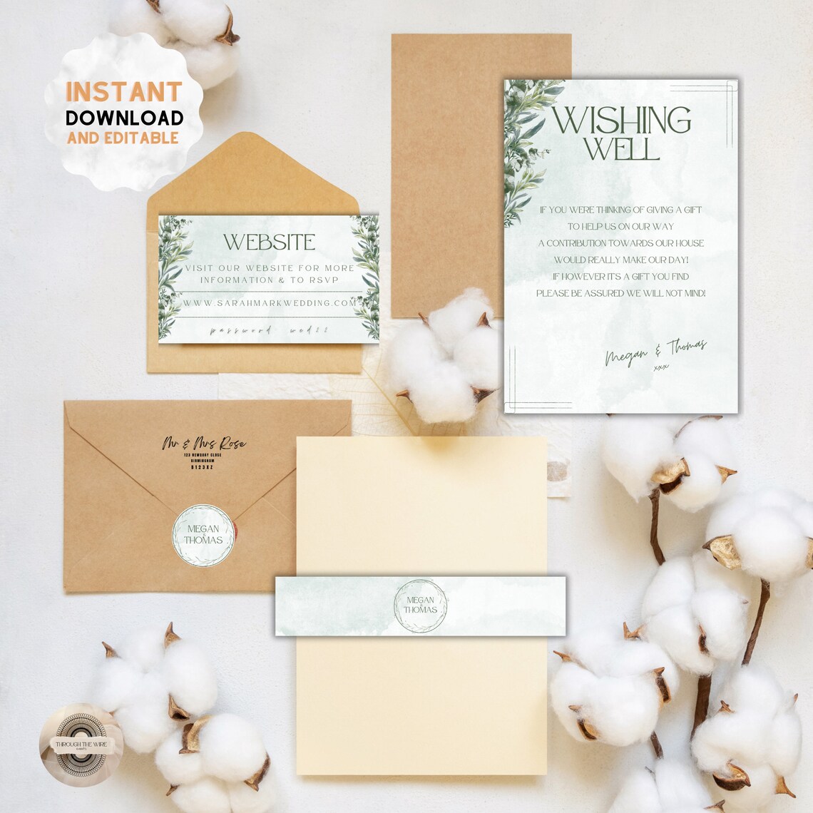 Greenery Wedding Bundle Template, Party Stationary Bundle, Printable ...