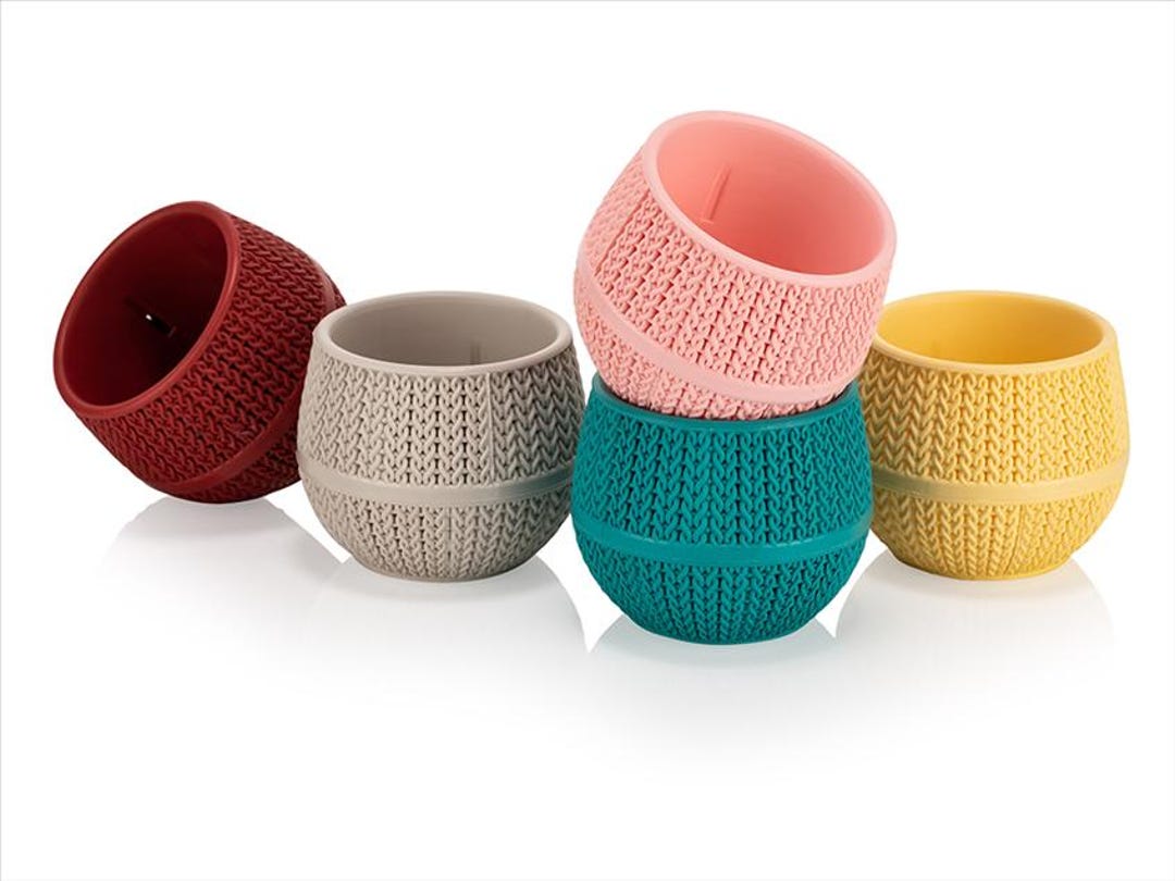 Knitted Pattern Mira Planter – Decorative Pot for Cactus and Small ...