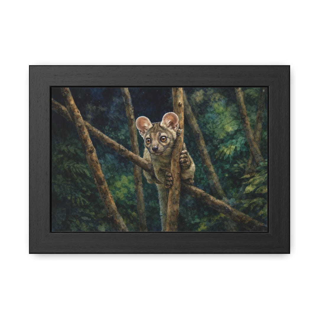 Baby Fossa Climbing Tree Framed Poster | Wildlife Nursery Wall Art - Etsy