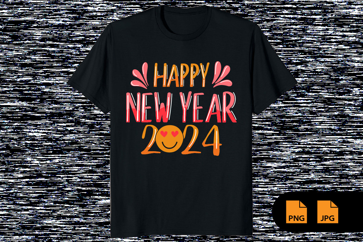 Happy New Year Smiley 2024 PNG, New Year's Eve Party T-shirt Design ...
