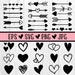 Valentine Arrow Heart Svg Bundle, Hand Drawn Heart Arrow Svg, Heart ...