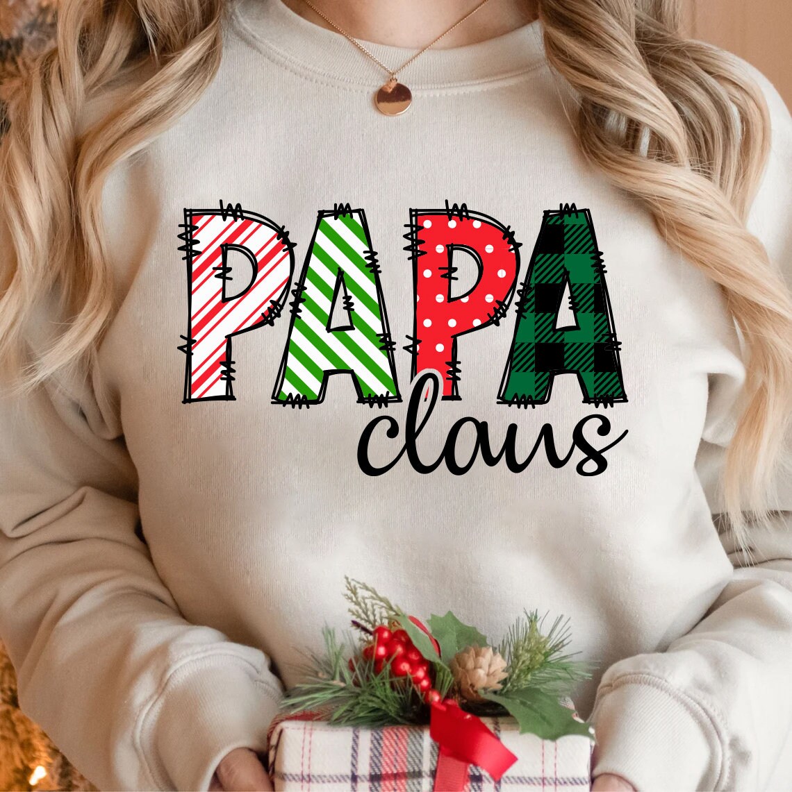 Funny Christmas, Papa Claus PNG Plaid Matching Family Sublimation, Cute ...
