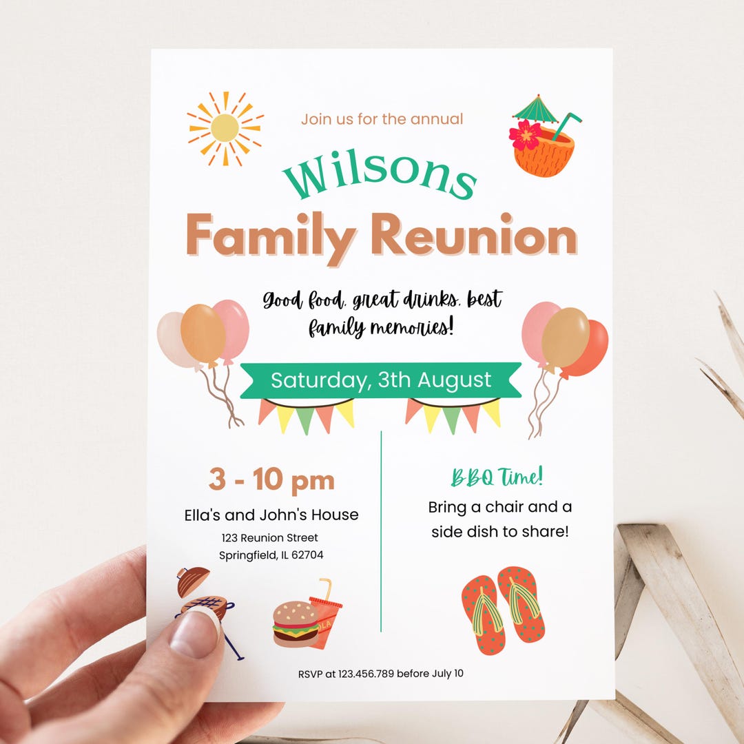 Family Reunion Flyer | BBQ Flyer | Customizable Invitation for Summer ...