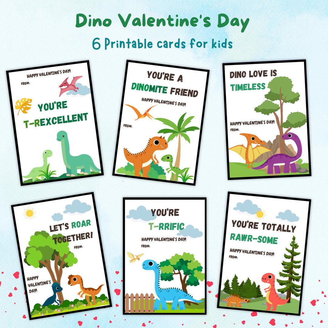 Printable Dinosaur Valentine Card Classroom Valentines Day Card Kids ...