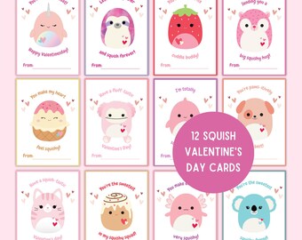 Squish Valentine's Day Cards Class Valentines Day Gifts Printable ...