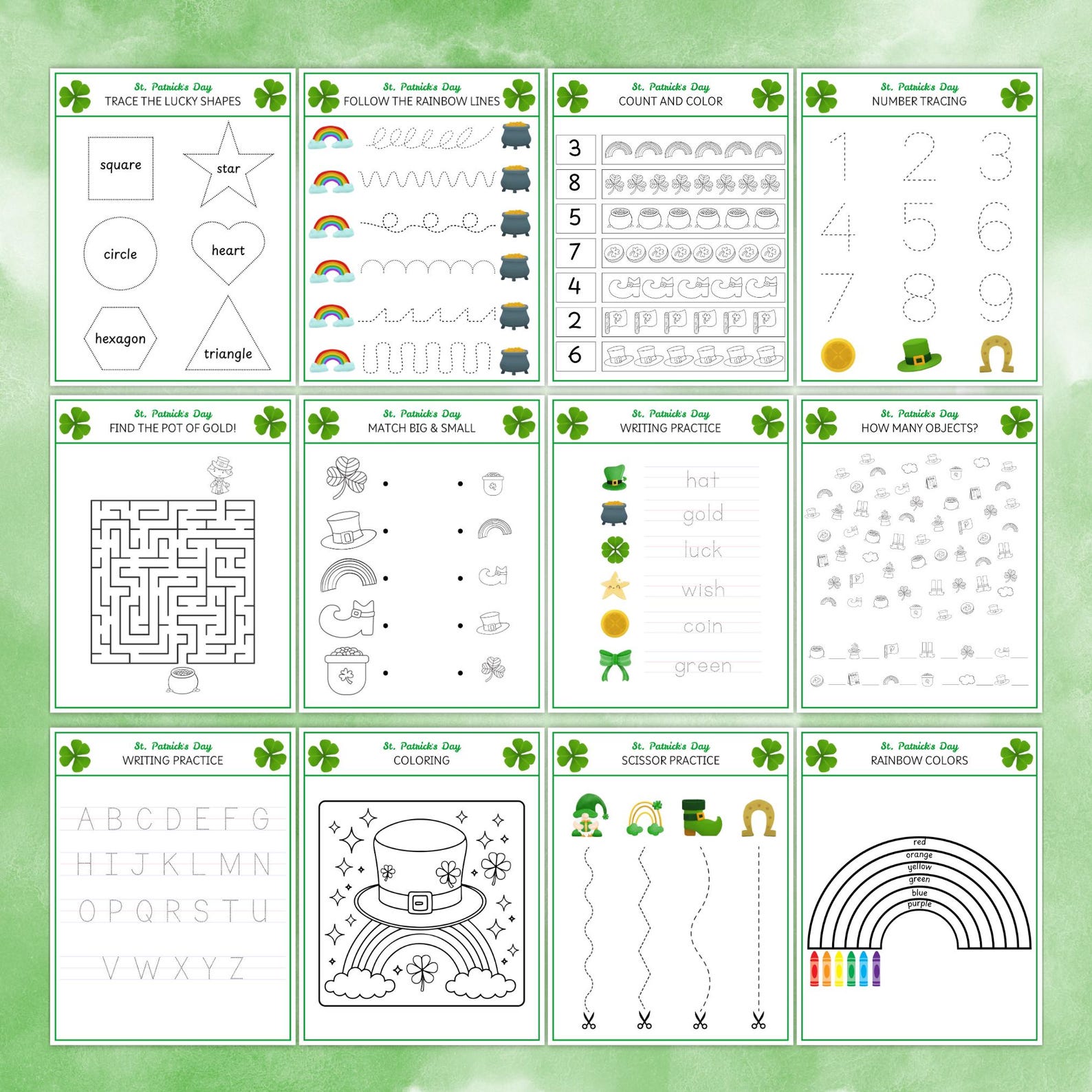 St. Patrick's Day Kids Activity Preschool Packet Preschool Printable ...