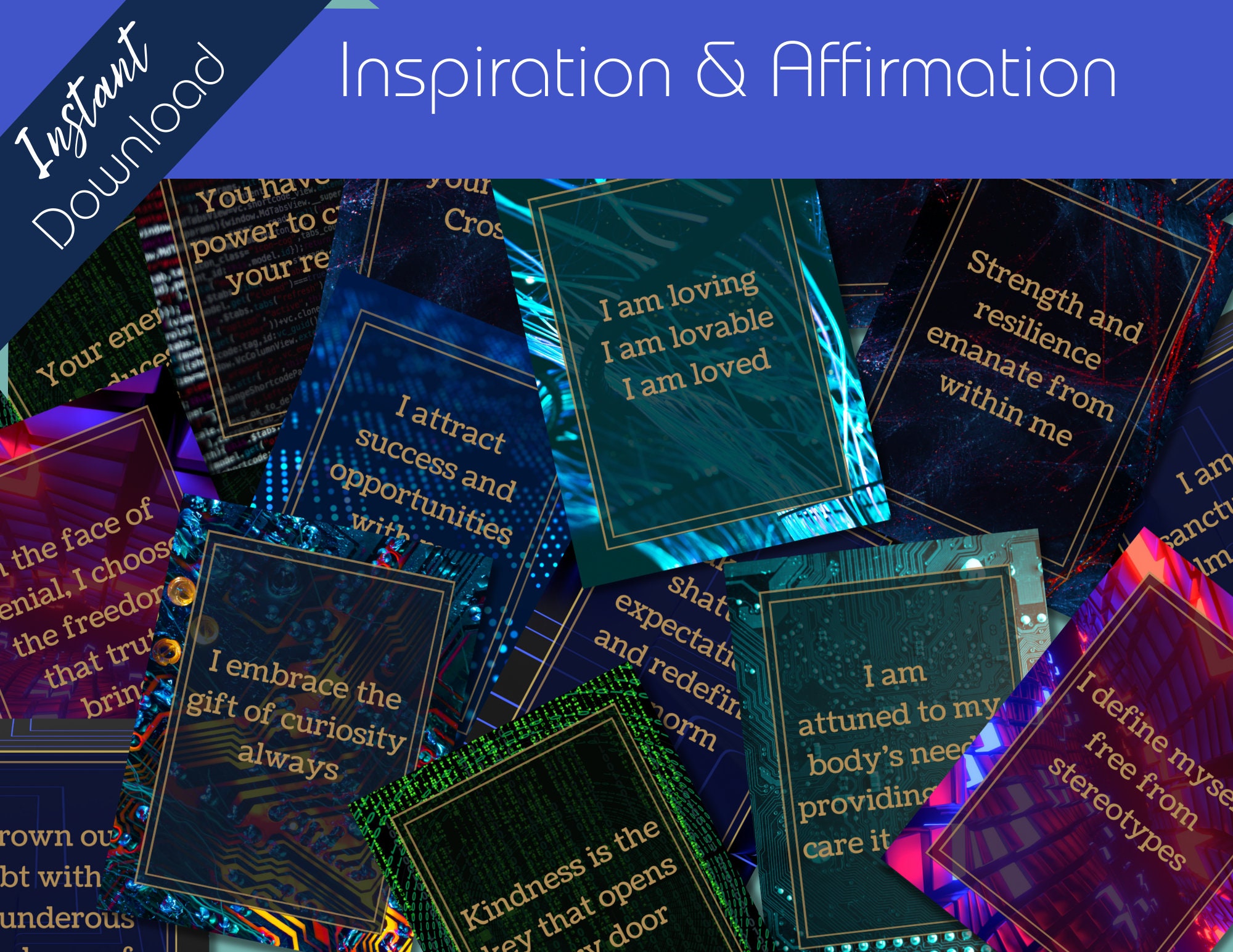 60 Digital Inspiration & Affirmation Cards - Etsy